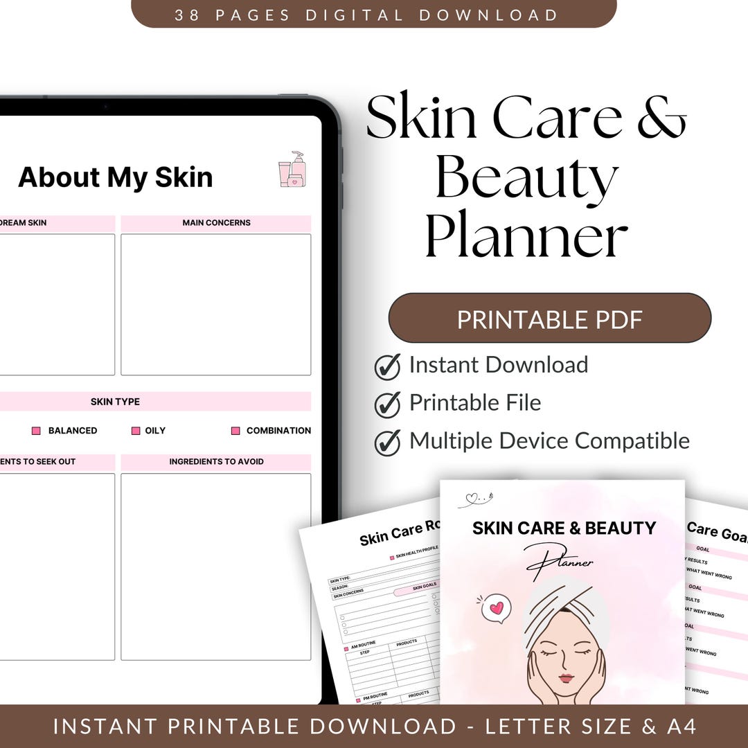 Skin Care and Beauty Planner Printable | Skincare Routine Tracker ...