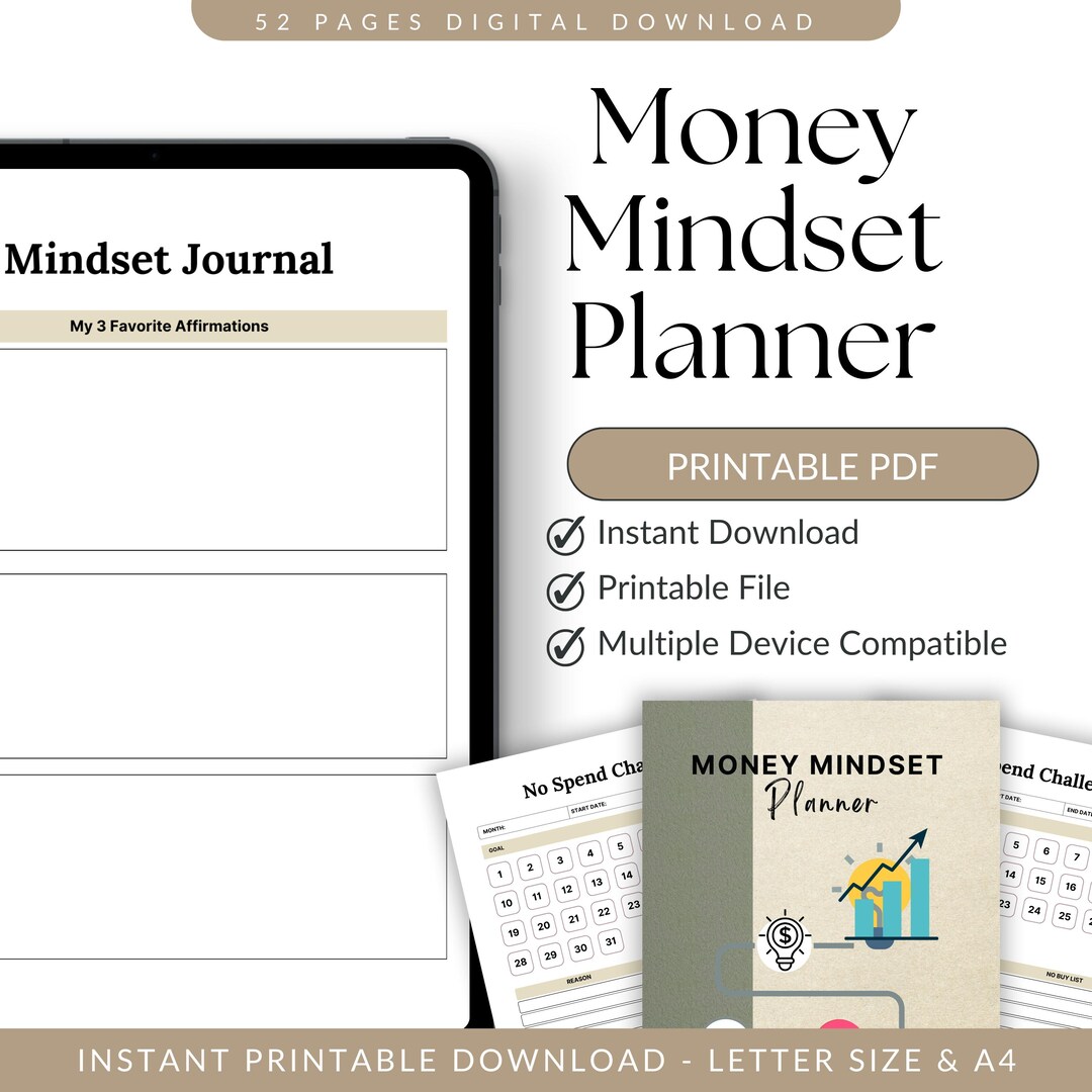 Money Mindset Planner Printable | Financial Mindset Workbook | Wealth ...