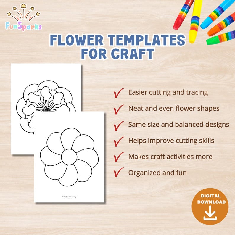 Flower Template for Craft | Spring Activity (digital Download) - Etsy
