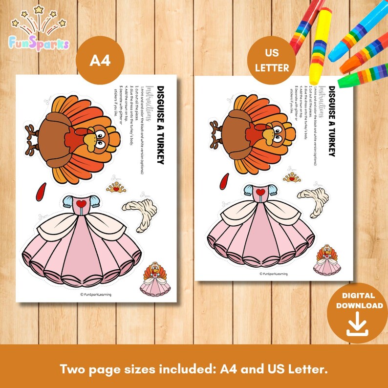Disguise a Turkey Princess Craft | Thanksgiving Activity for Kids ...