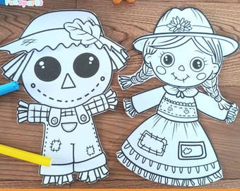 Scarecrow Paper Craft Printable Halloween Spooky Day Finger Puppet Kids ...