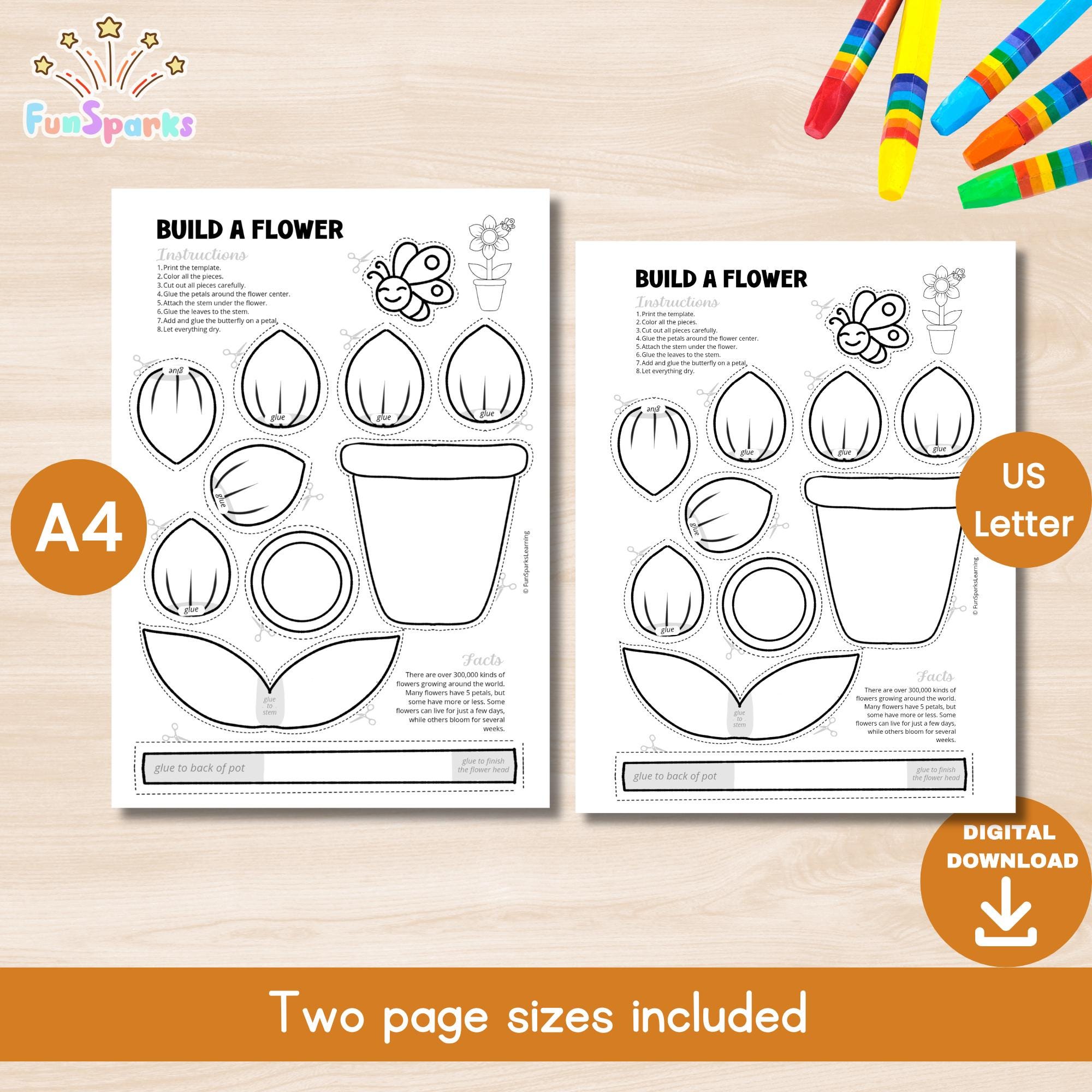 Build a Flower Paper Craft Kit | Spring Activity, Kids Cut and Paste ...