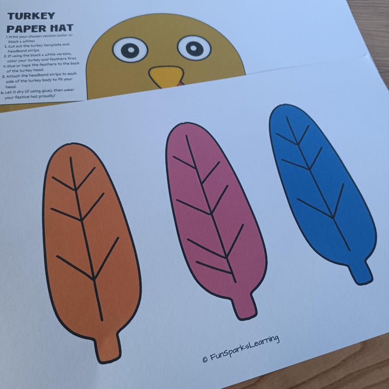 Printable Turkey Hat Craft | Thanksgiving Kids Activity (PDF) - Etsy