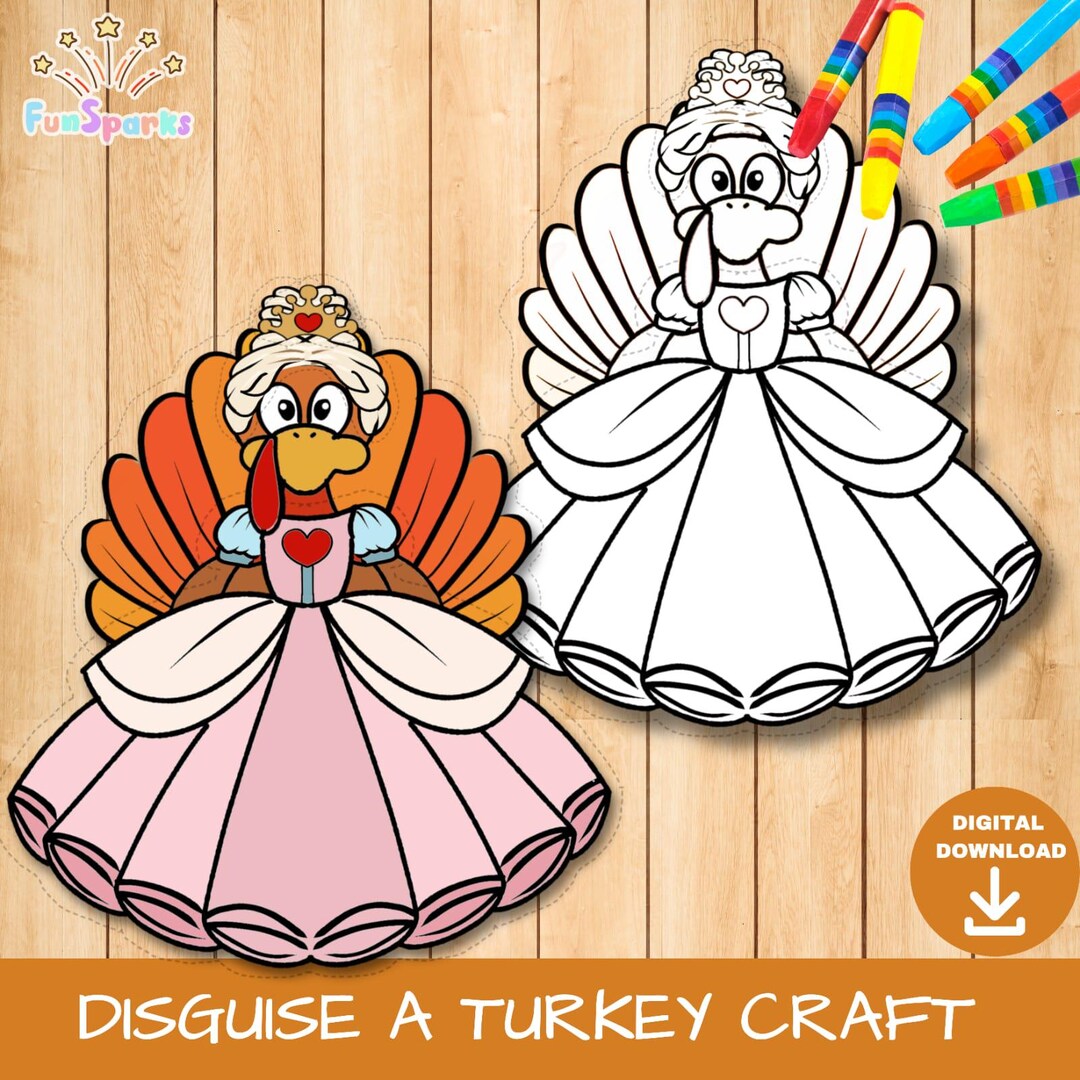 Disguise a Turkey Princess Craft | Thanksgiving Activity for Kids ...