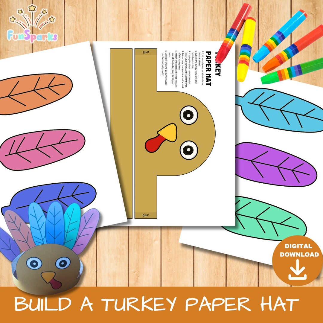 Printable Turkey Hat Craft | Thanksgiving Kids Activity (PDF) - Etsy