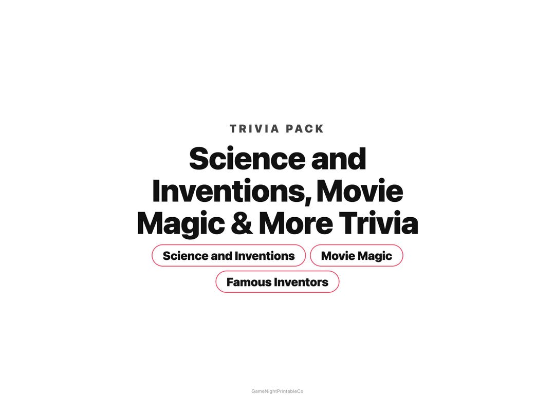 Classroom Trivia Pack: Science, Movie Magic & Inventions Quiz - Etsy
