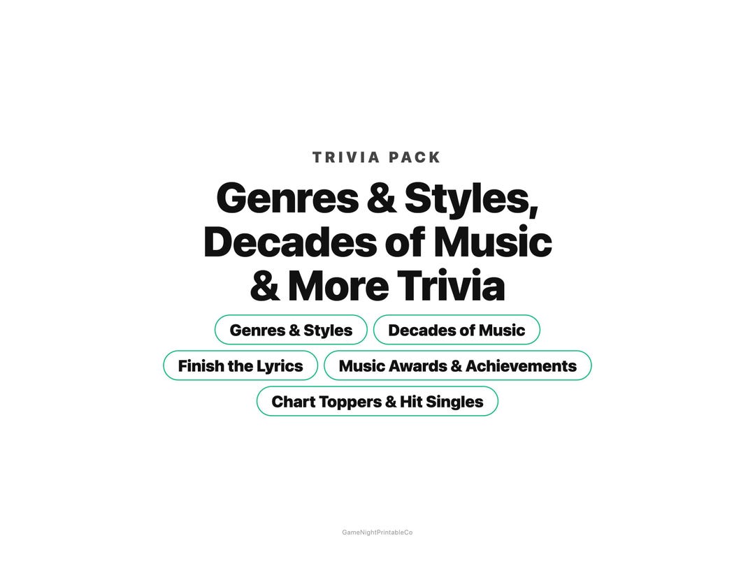 Music Trivia Bundle: Hits, Awards, and Chart Toppers - Etsy