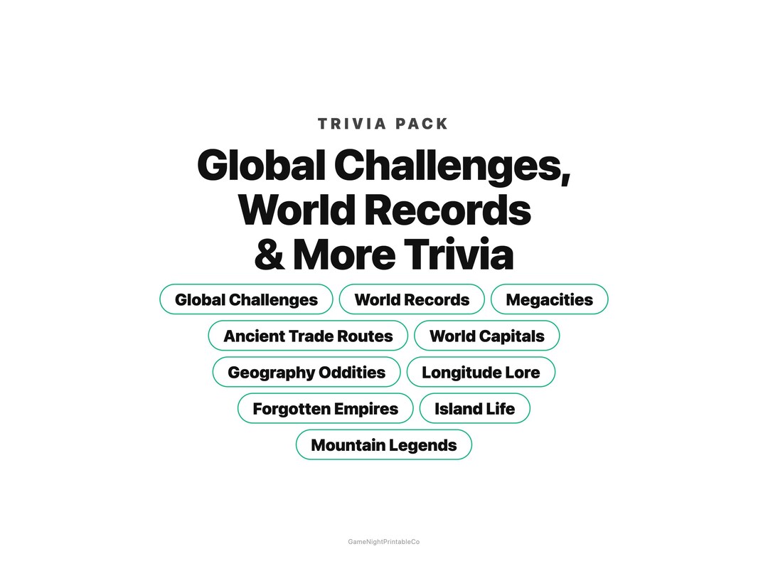 Printable Family Trivia Game: 10 Quizzes - Global Topics & Fun ...