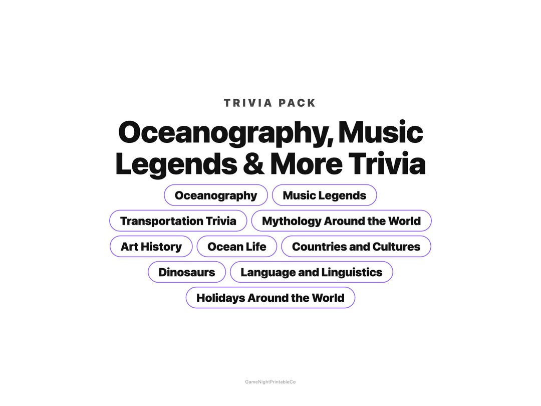 Trivia Game Collection: Printable Fun for Family & Classrooms (10 ...