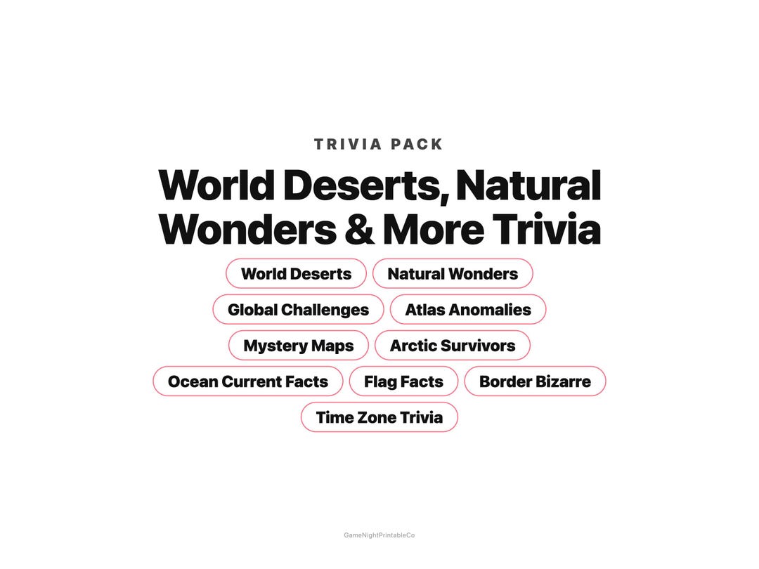 Trivia Game Bundle: 10 Packs on World Deserts & Natural Wonders ...