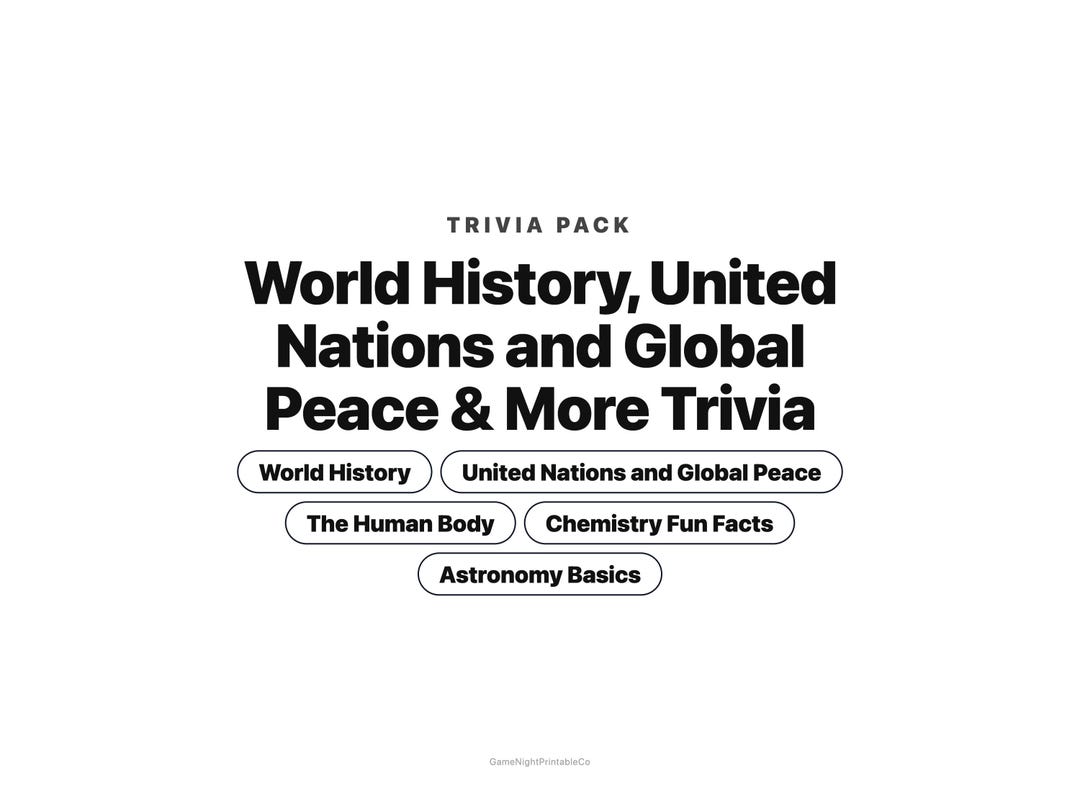 Classroom Trivia Quiz Pack (world History, UN, Global Peace Topics) - Etsy