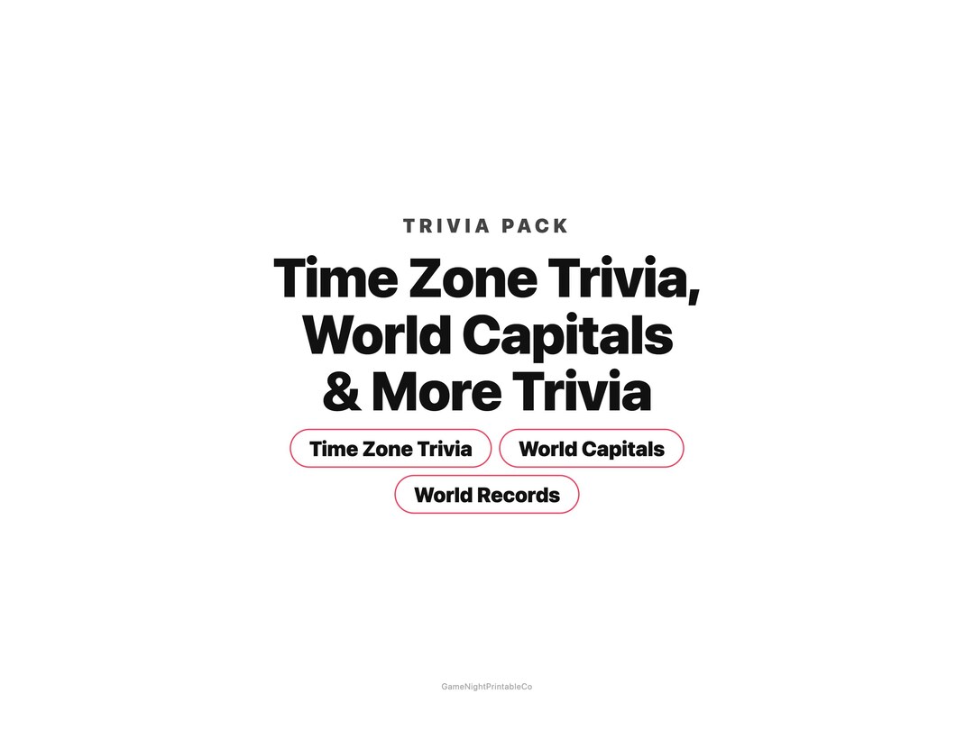 Trivia Quiz 3-pack, Time Zones & World Capitals (instant PDF) - Etsy