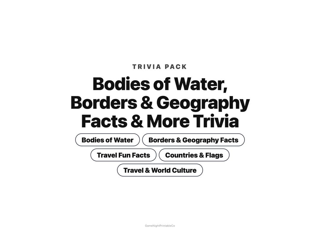 Geography Trivia Quiz Pack: Borders, Water & Country Facts - Etsy