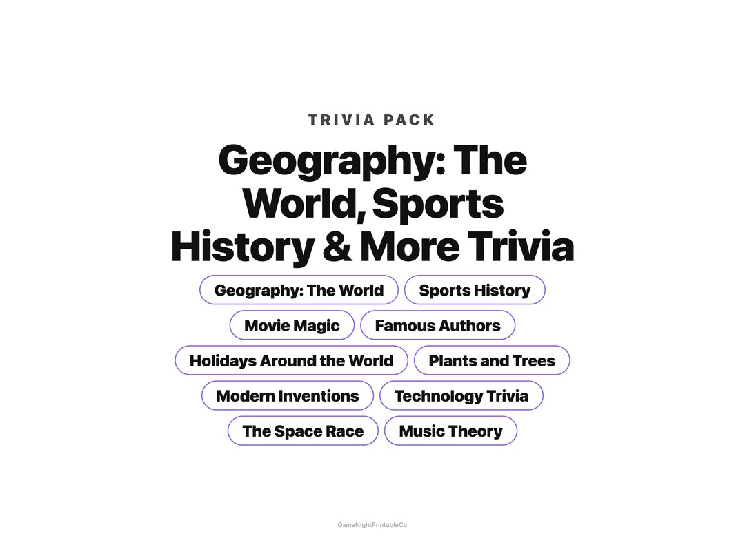 Family Trivia Quiz Pack, Printable Games (10 Quizzes With Answers) - Etsy