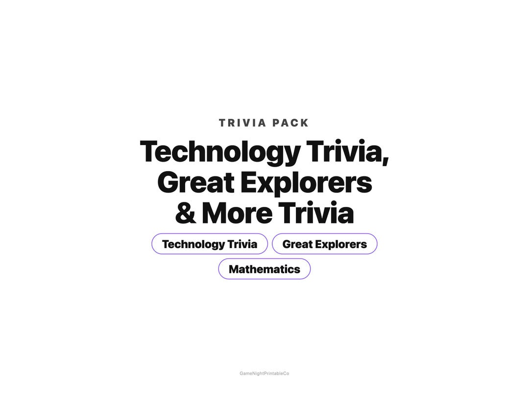 Printable Trivia Quiz Set, Technology, Explorers, Math (3 Quizzes PDF ...