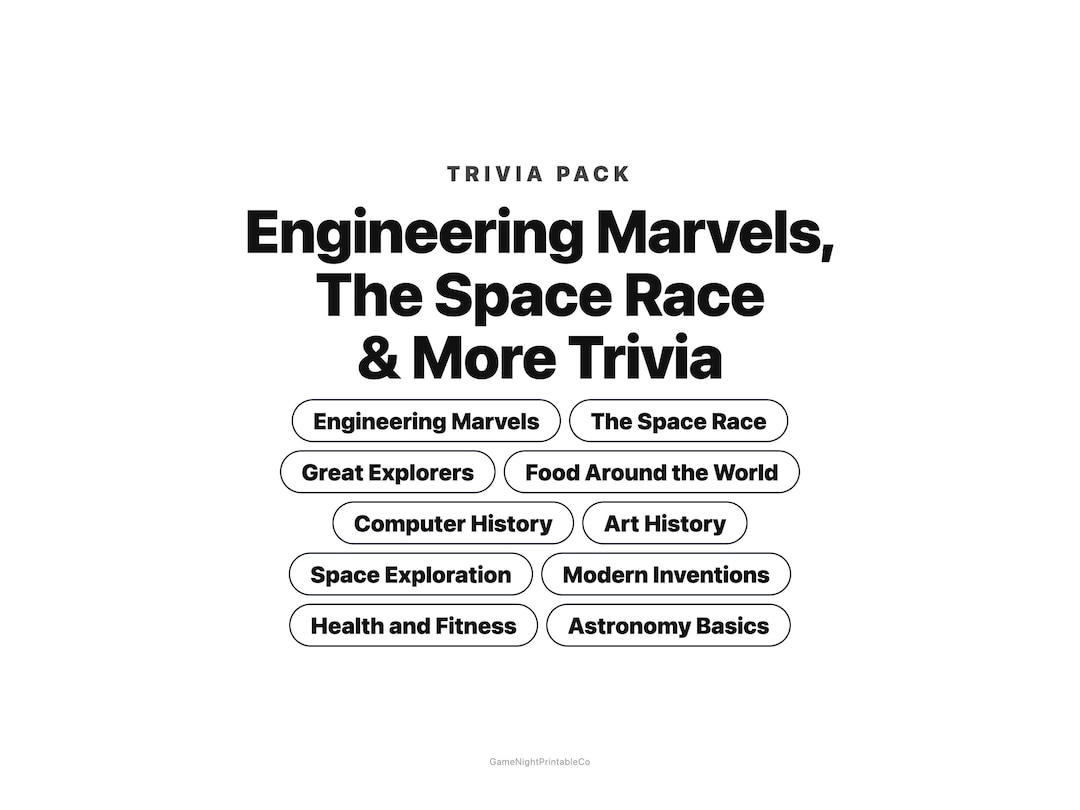 Trivia Question Bundle: Engineering, Space & Exploration (instant ...