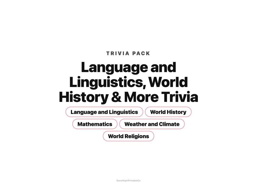 Family Trivia Quiz Pack, Language & History, Math (5 Printable Pdfs) - Etsy