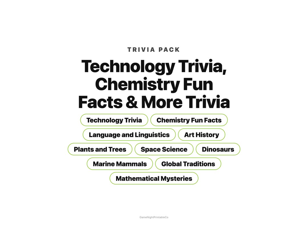 Trivia Quiz Printables: 10-pack Variety Set - Answer Keys & Score Sheet ...