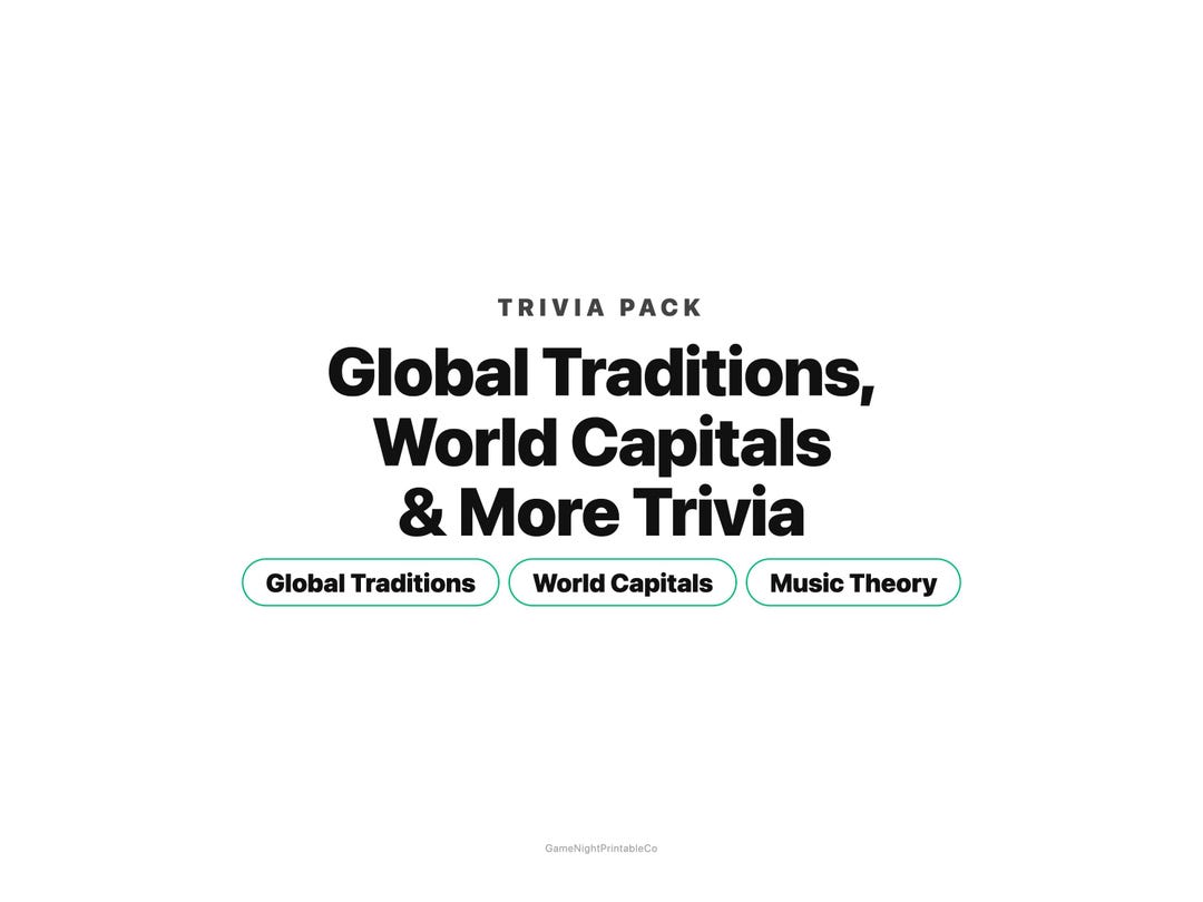 Trivia Quiz Bundle - Global Traditions, Capitals & Music Theory - Etsy