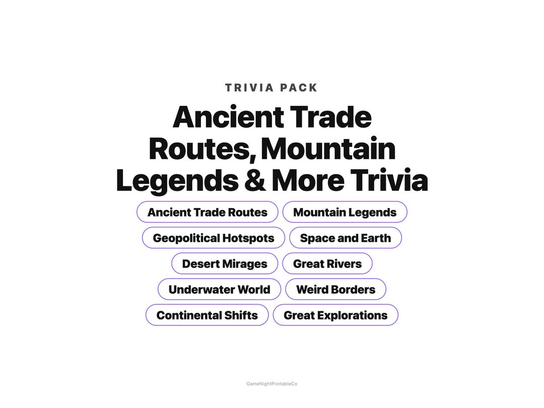 Trivia Quiz Set: Ancient Routes, Legends & More (instant Download) - Etsy