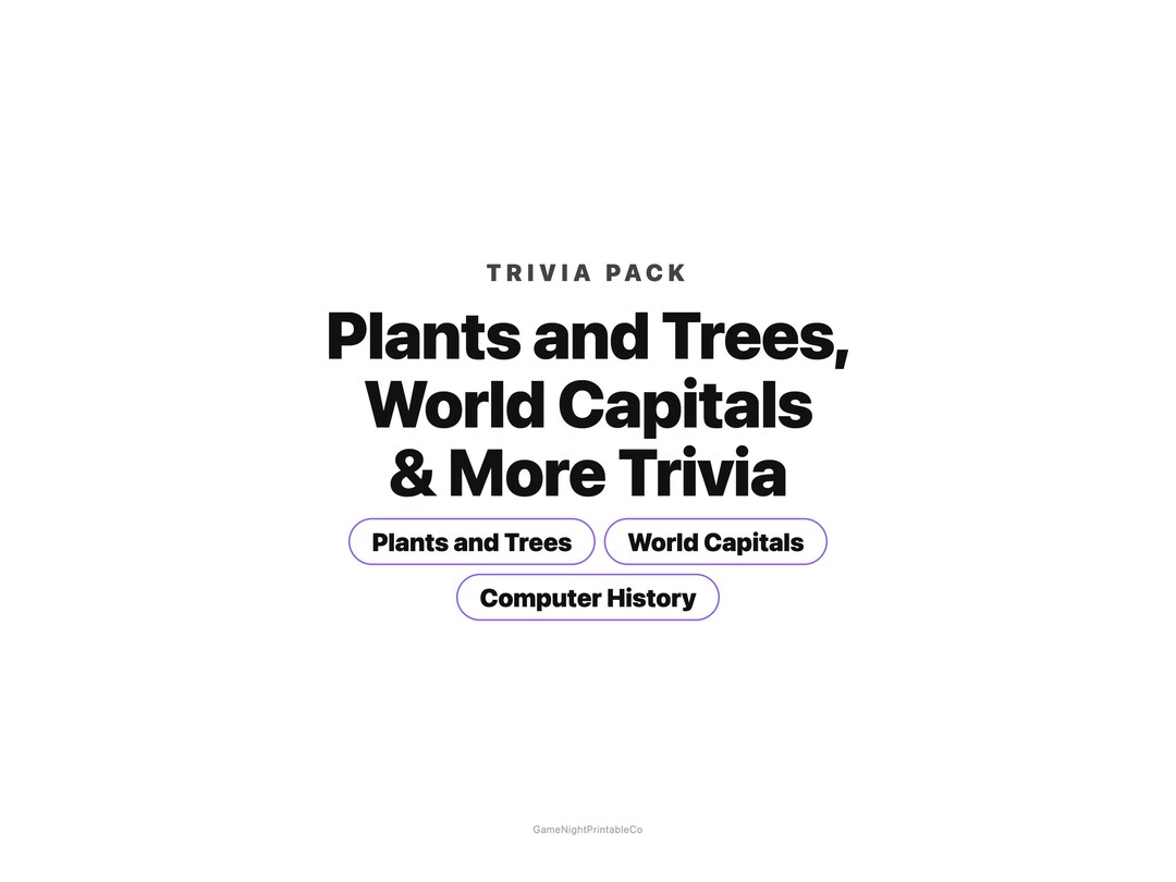 Printable Classroom Trivia Game: Plants, Capitals, Computer History - Etsy