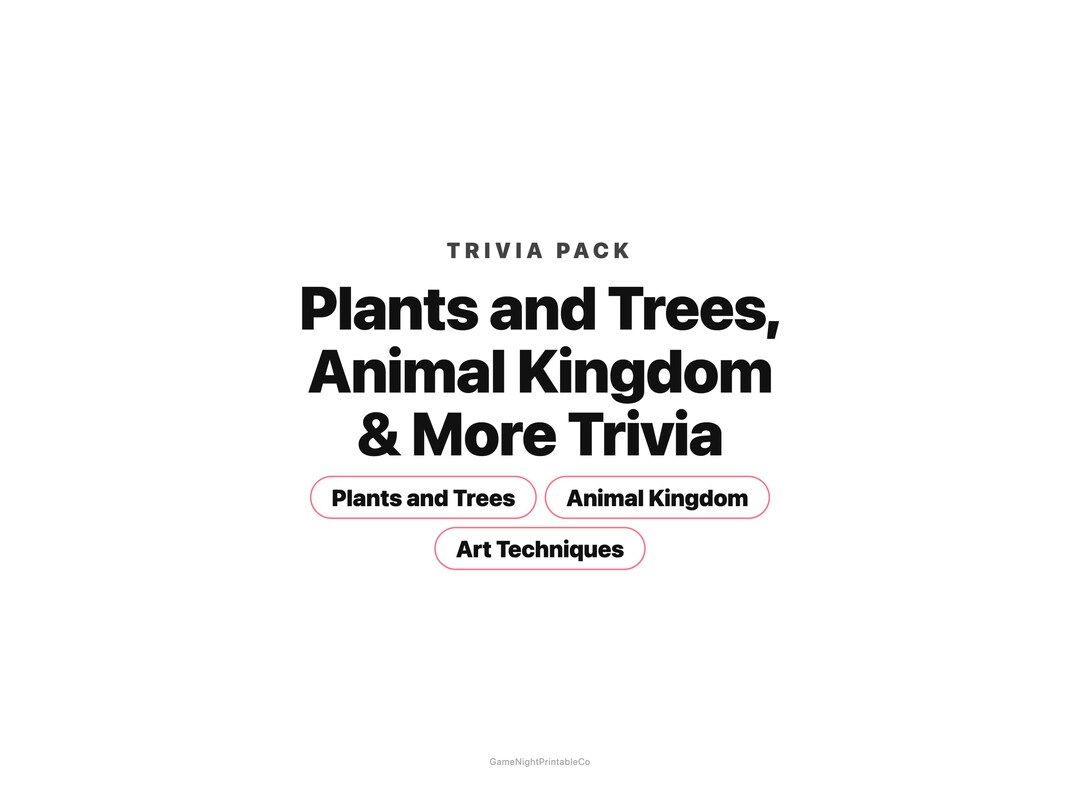 Plants and Animals Trivia Game: Printable 3-pack for Family Fun - Etsy ...