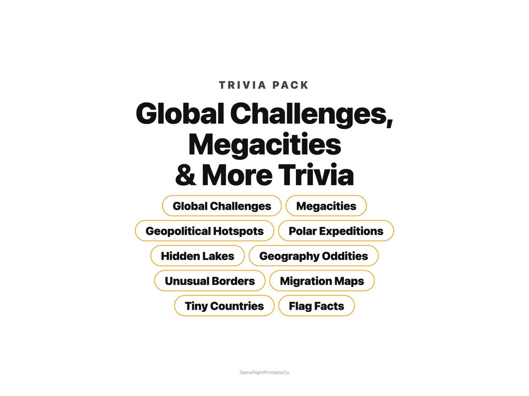 Printable Trivia Quiz Set: Global Challenges & Megacities, 10 Packs - Etsy