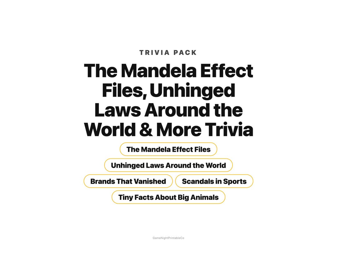 Mandela Effect Trivia Game: Strange Laws and Fun Facts Quiz - Etsy