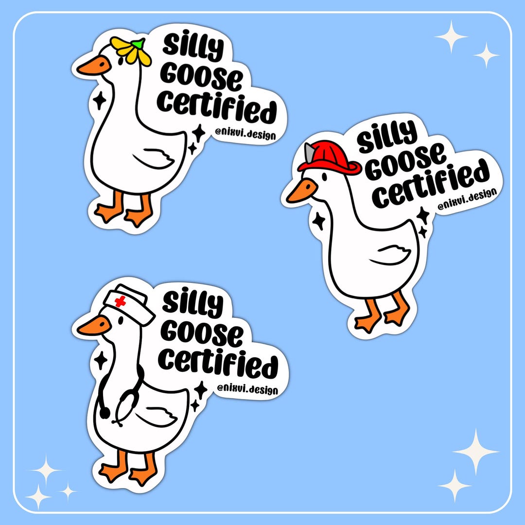 Silly Goose Certified Sticker, Hand-drawn Design - Etsy