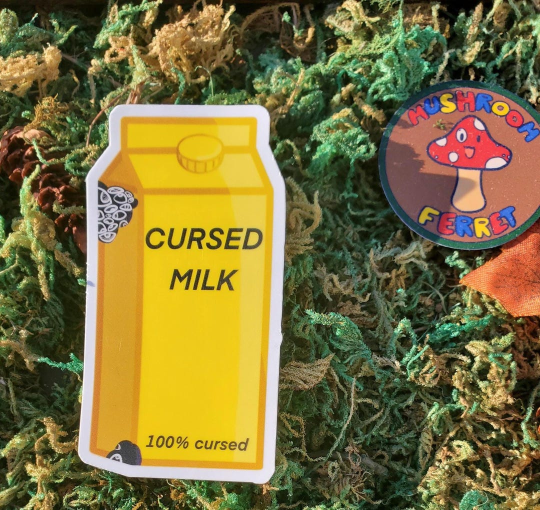 Cursed Milk Die Cut Sticker, Waterproof Laminated Sticker - Etsy