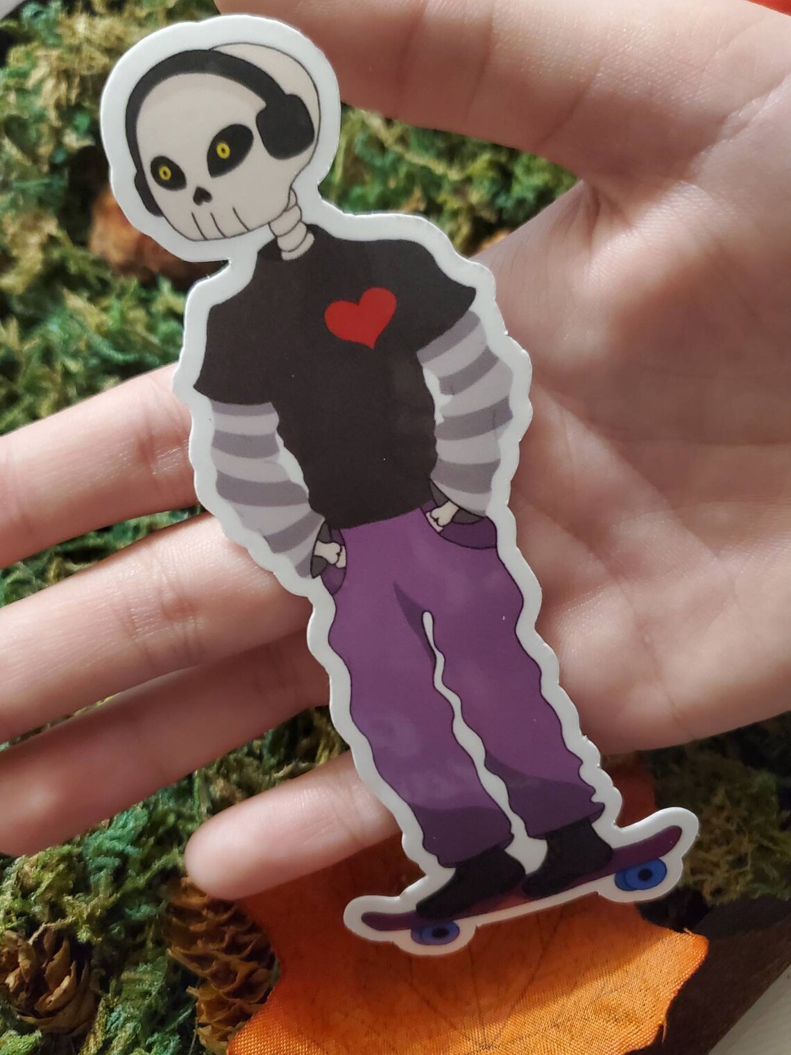 Felix, the Skateboarding Skeleton, Die Cut Sticker, Skateboarding ...