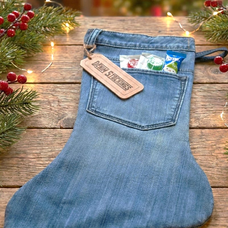 Denim Rustic Stocking - Etsy