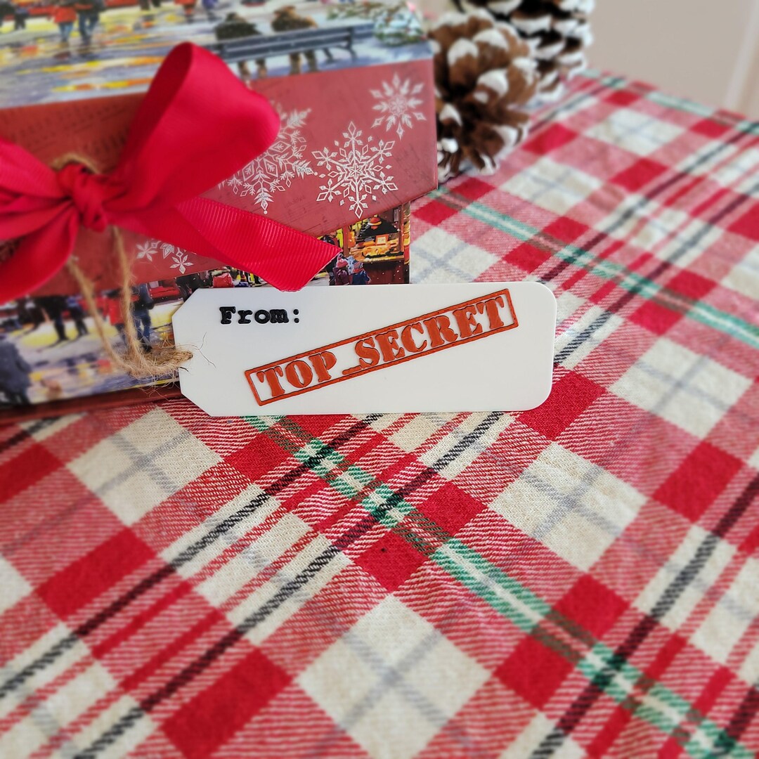 Funny Secret Santa Gift Tag - 3D Printed "top Secret" Label - Reusable ...