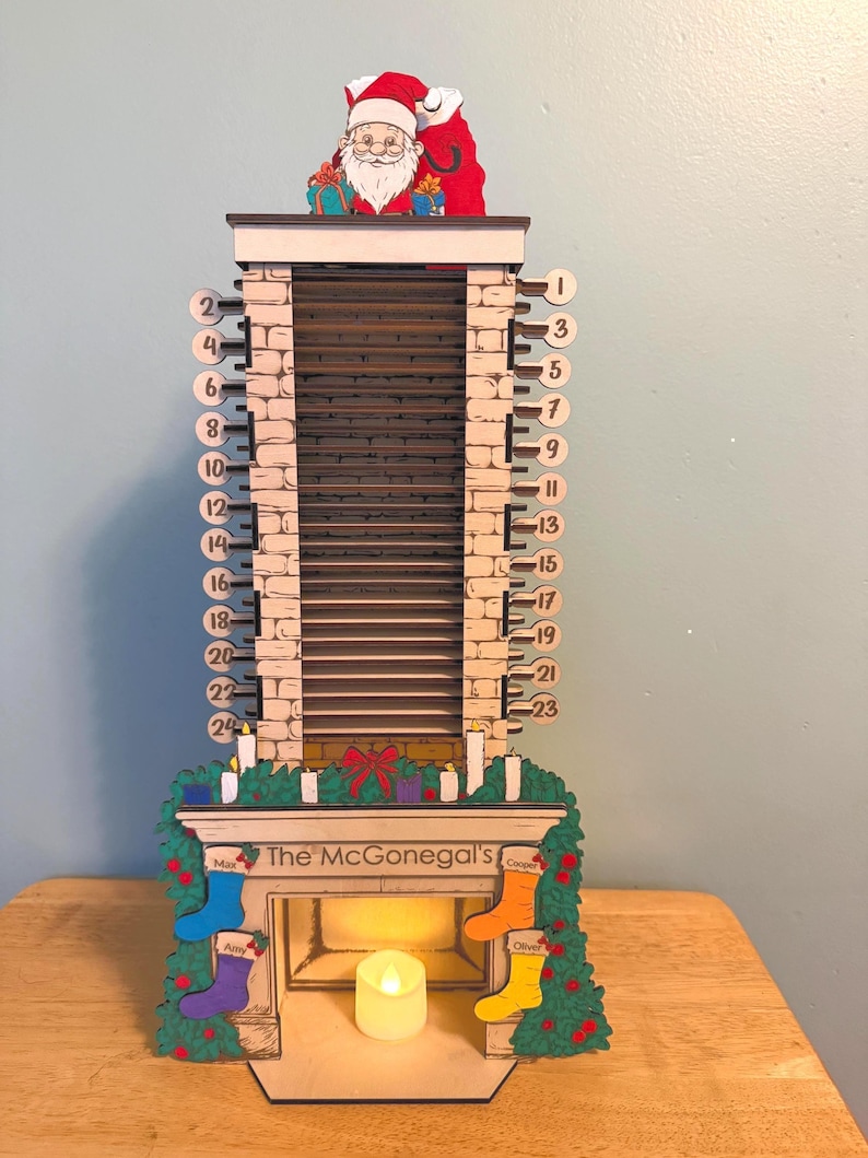 Santa Chimney Christmas Countdown Advent Calendar Holiday Decoration ...