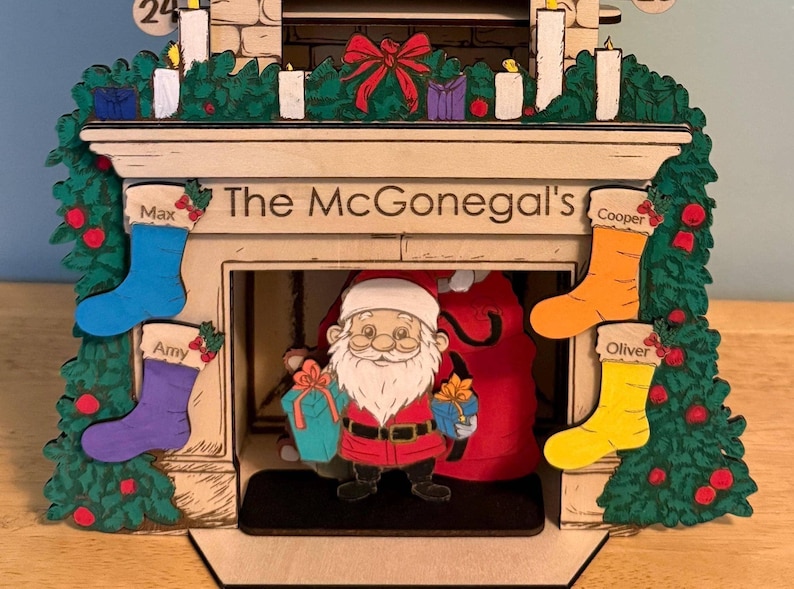 Santa Chimney Christmas Countdown Advent Calendar Holiday Decoration ...