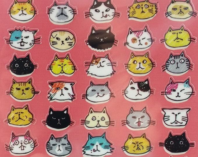 Funny Cats Face Deco Sticker (1 Sheet) - Etsy