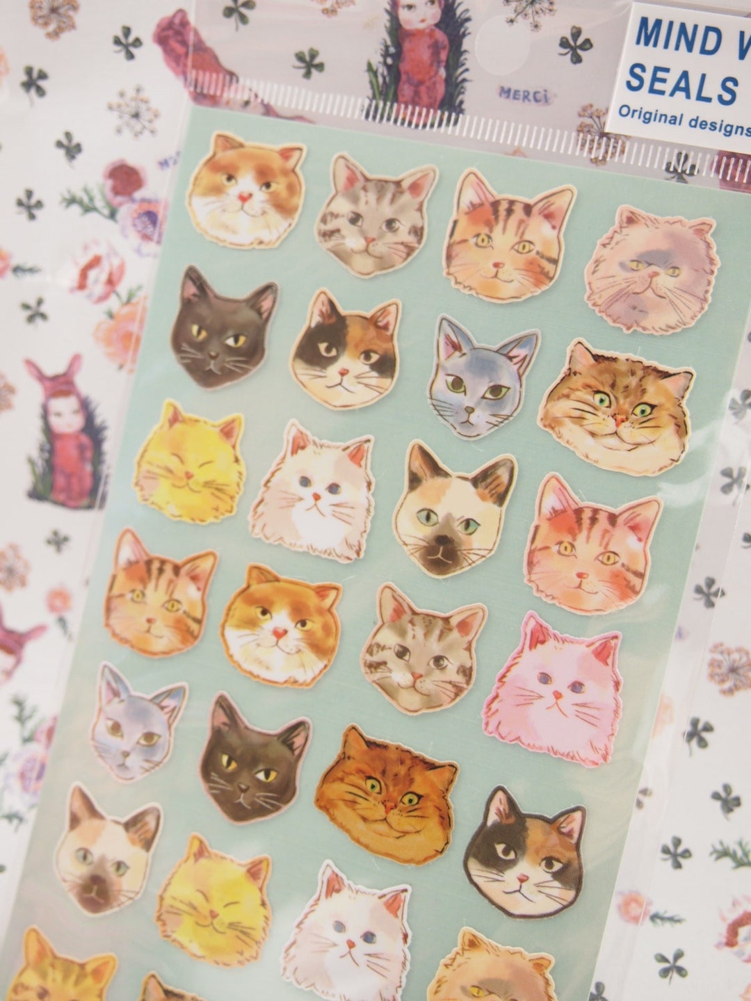 Funny Cat Face Sticker (1 Sheet) - Etsy