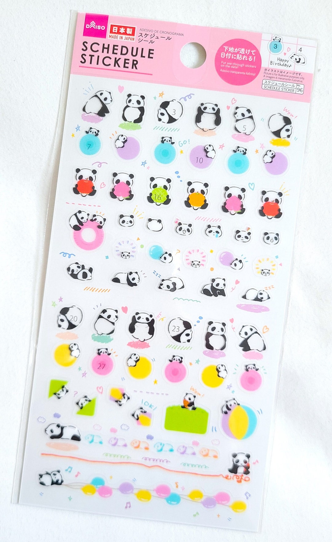 Panda Schedule Deco Sticker made in Japan - Etsy