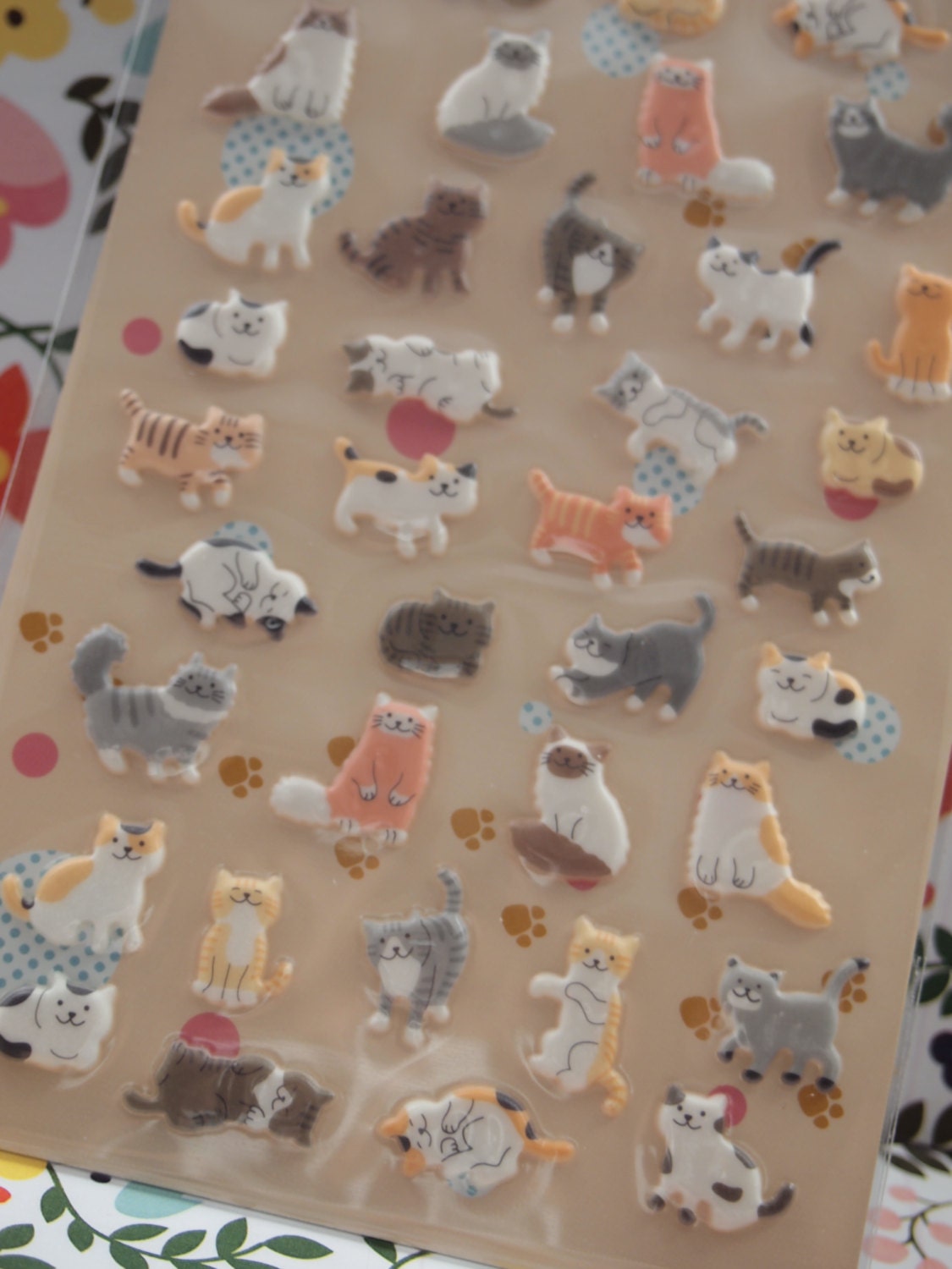 Lovely Cat Puffy Deco Sticker 1 Sheet - Etsy