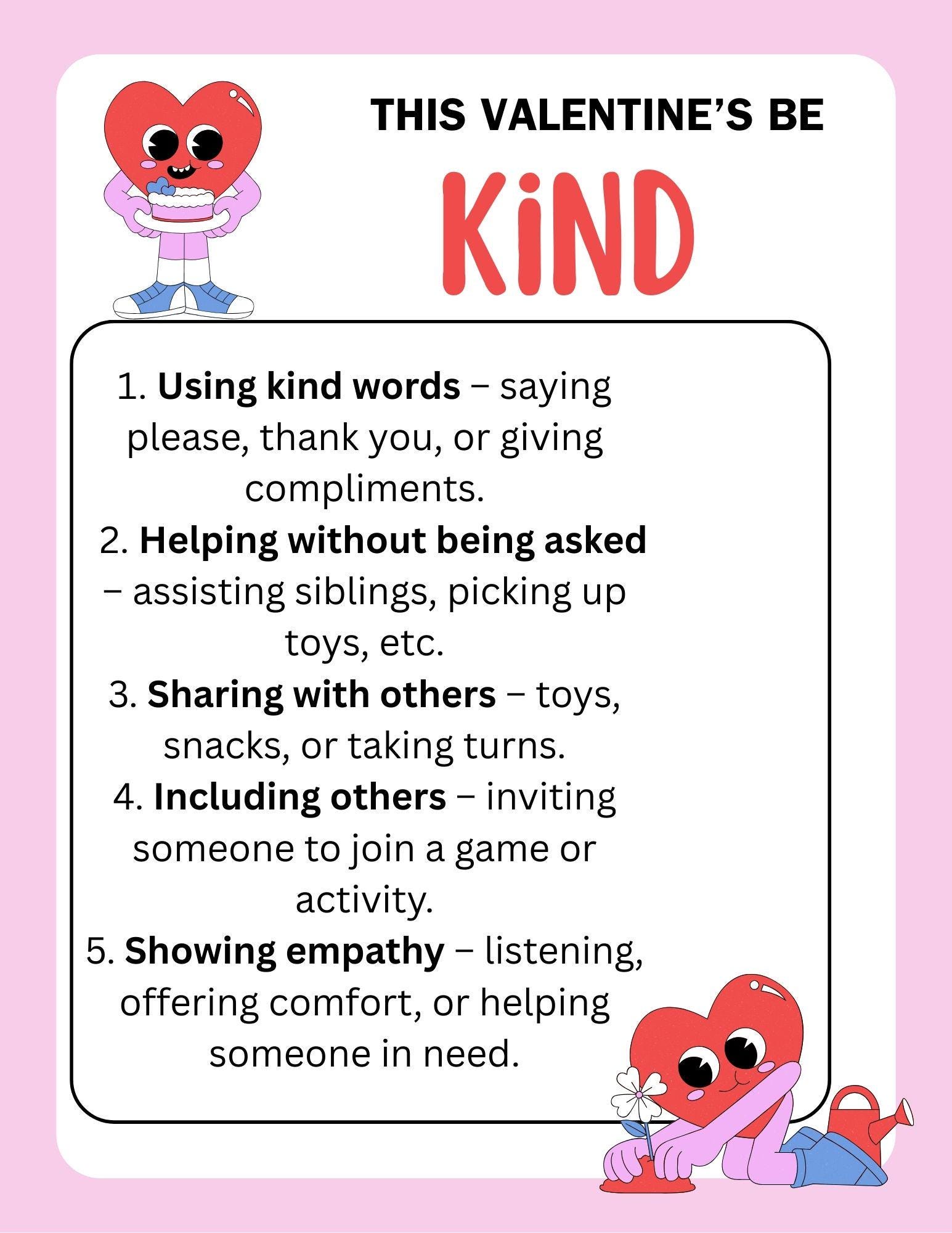 Homeschool Valentine Kindness Printable Kids Manners Character ...