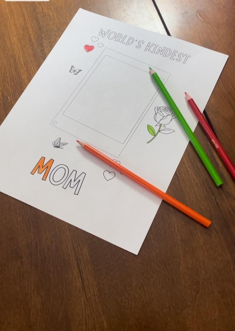 Mother's Day Printable, Color Activity Page,mother's Day Gift Kids ...
