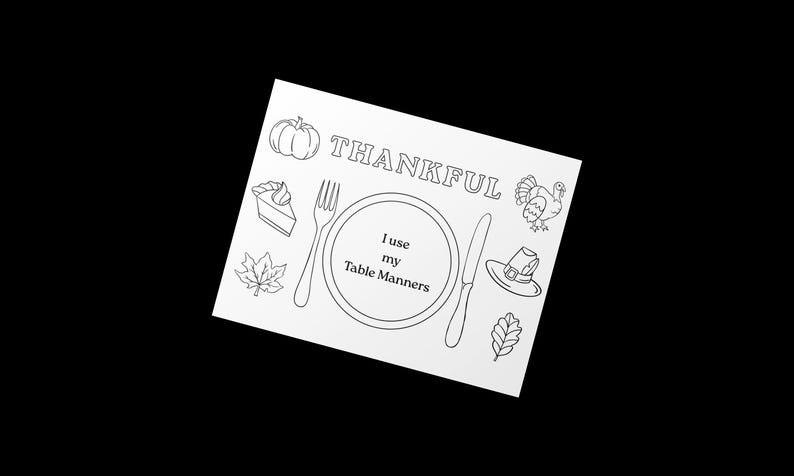 Thanksgiving Table Manners Coloring Placemat (digital Download) - Etsy