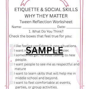 Tween Girls Social Skills Journal Manners Etiquette Confidence Workbook ...