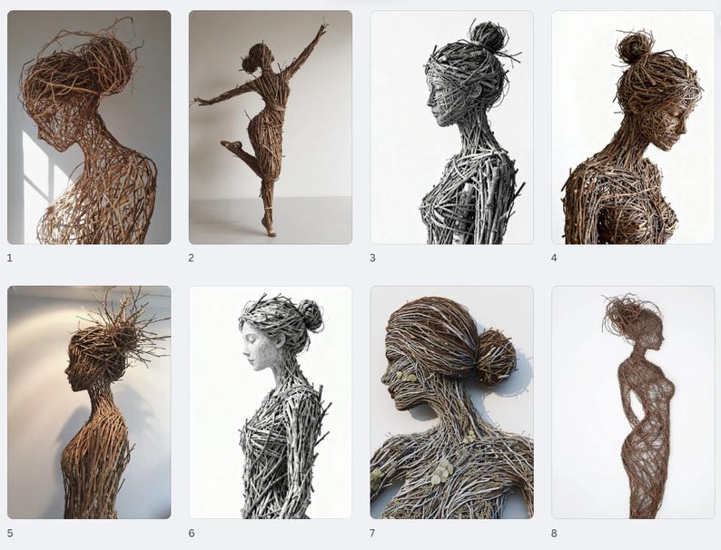 20 Twig Woman Figure Clipart (JPG & PNG) 300 DPI, Woven Branch ...