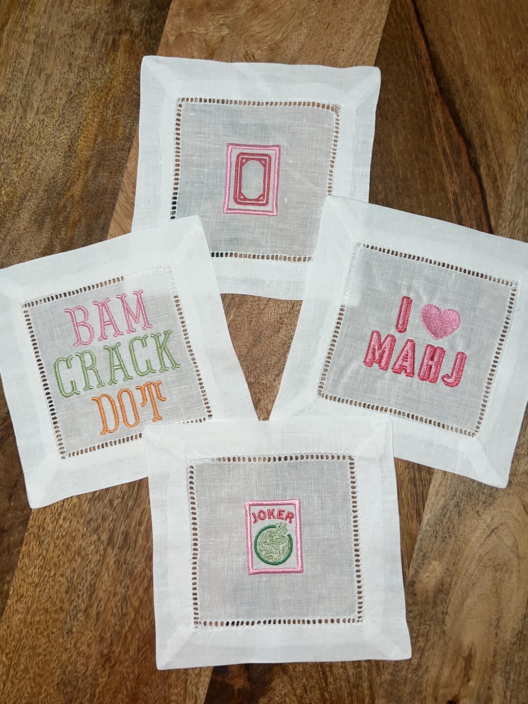 Mahjong-inspired Napkin Set | 4 Different Designs: Bam Crack Dot, Joker ...
