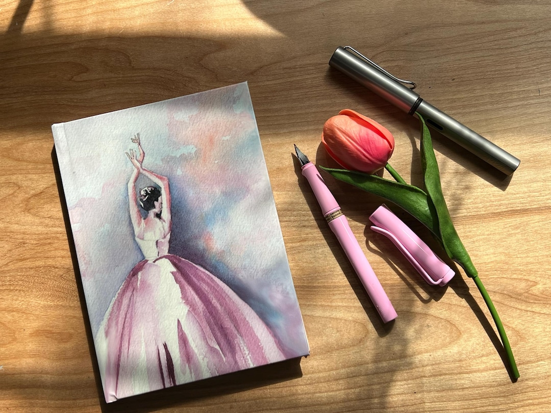Elegant Ballet Dancer in Dark Pink Journal - Ruled Lines, Notebook for ...
