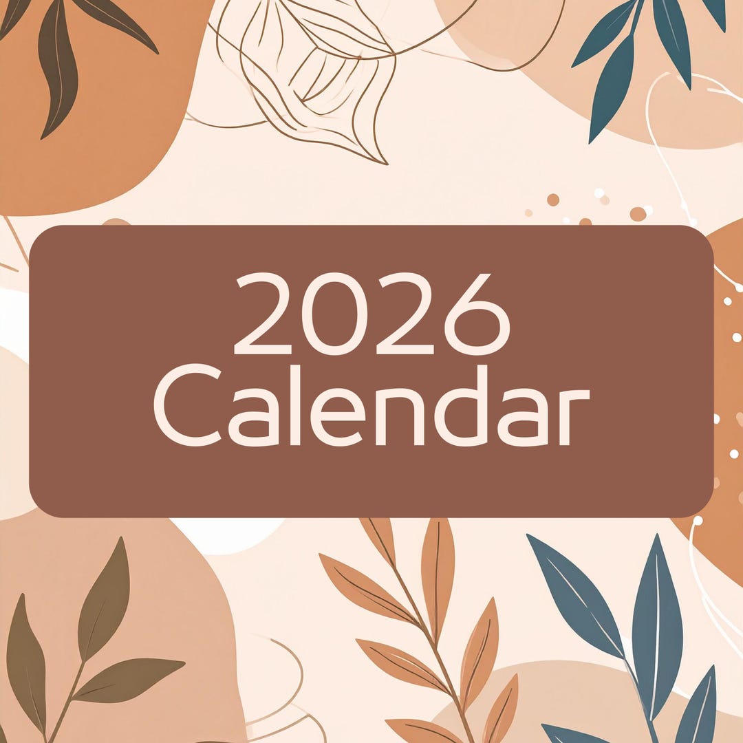 2026 Floral Calendar Digital Download,monthly Planner Printable, Earthy ...