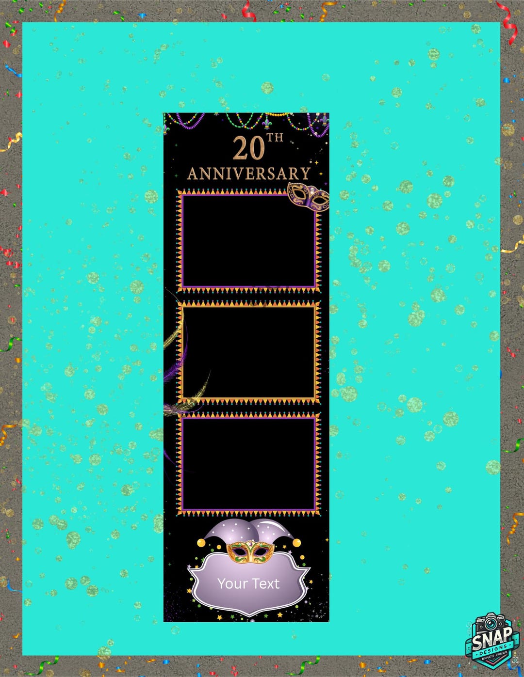 Masquerade Photo Booth Strip Template 2x6 (digital Download) - Etsy