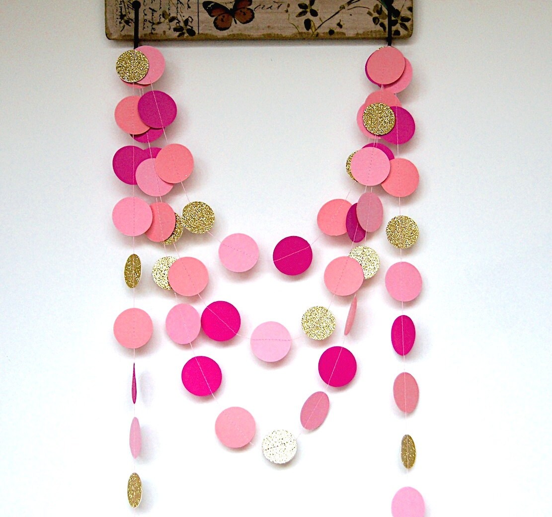 Pink Gold Garland in Hot Pink Rose Blush and Gold - Etsy