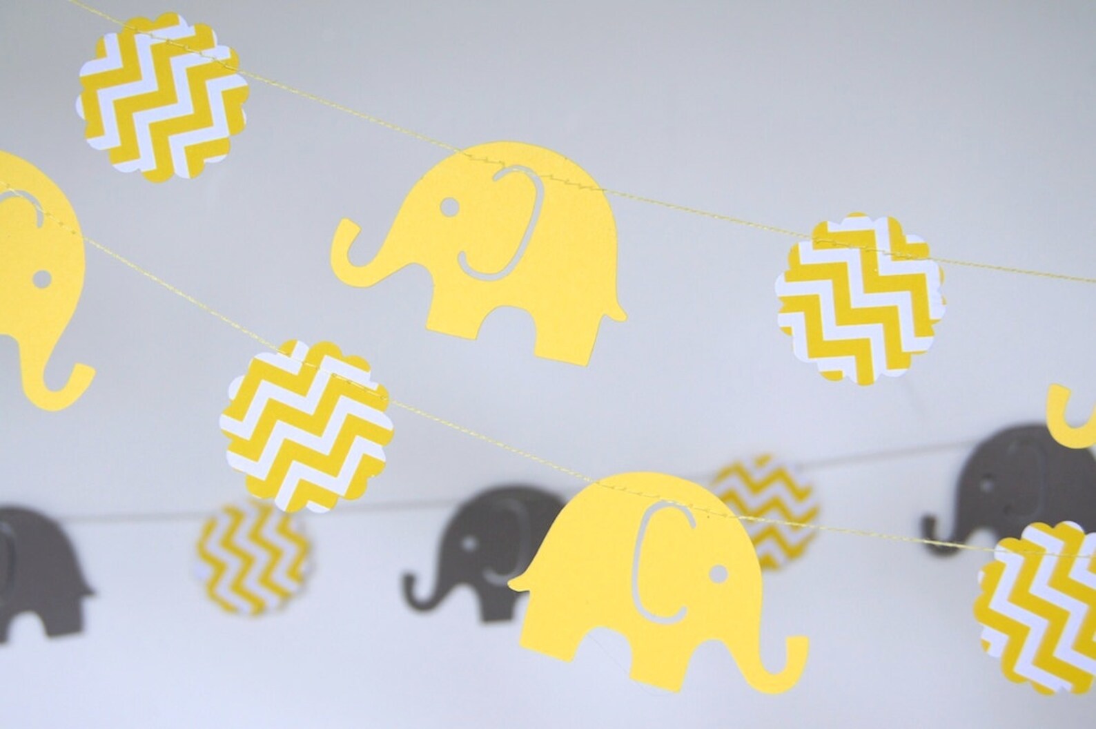 Elephants Paper Garland, Double-sided, Bridal Shower, Baby Shower ...